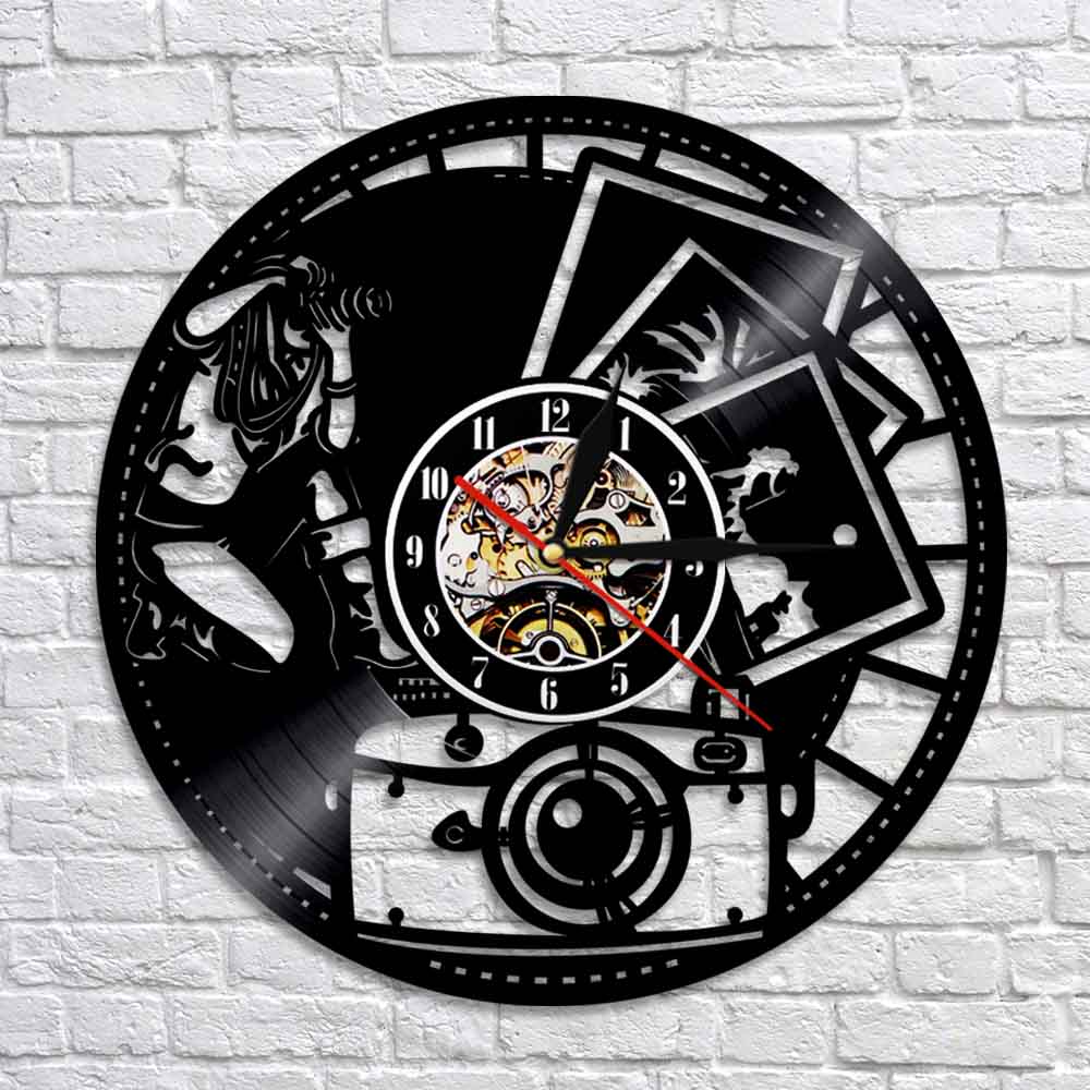 Photography Vinyl Record Wall Clock Home Decor Shu... – Grandado