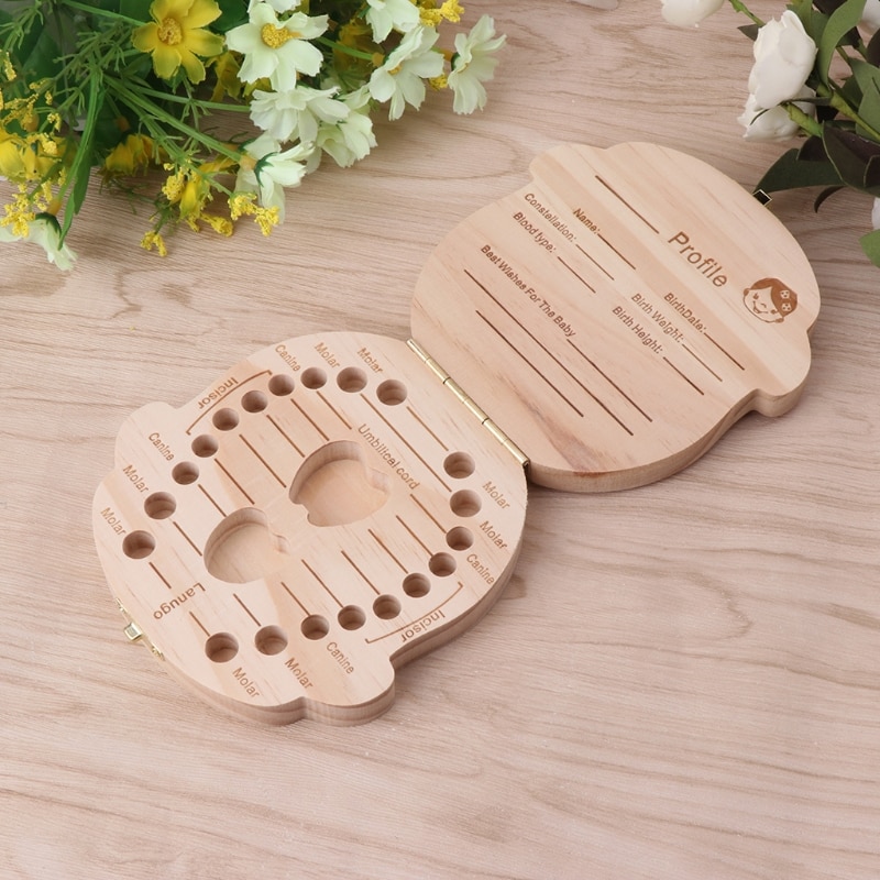 Tooth Box Organizer Kids Baby Save Milk Teeth Wood... – Vicedeal