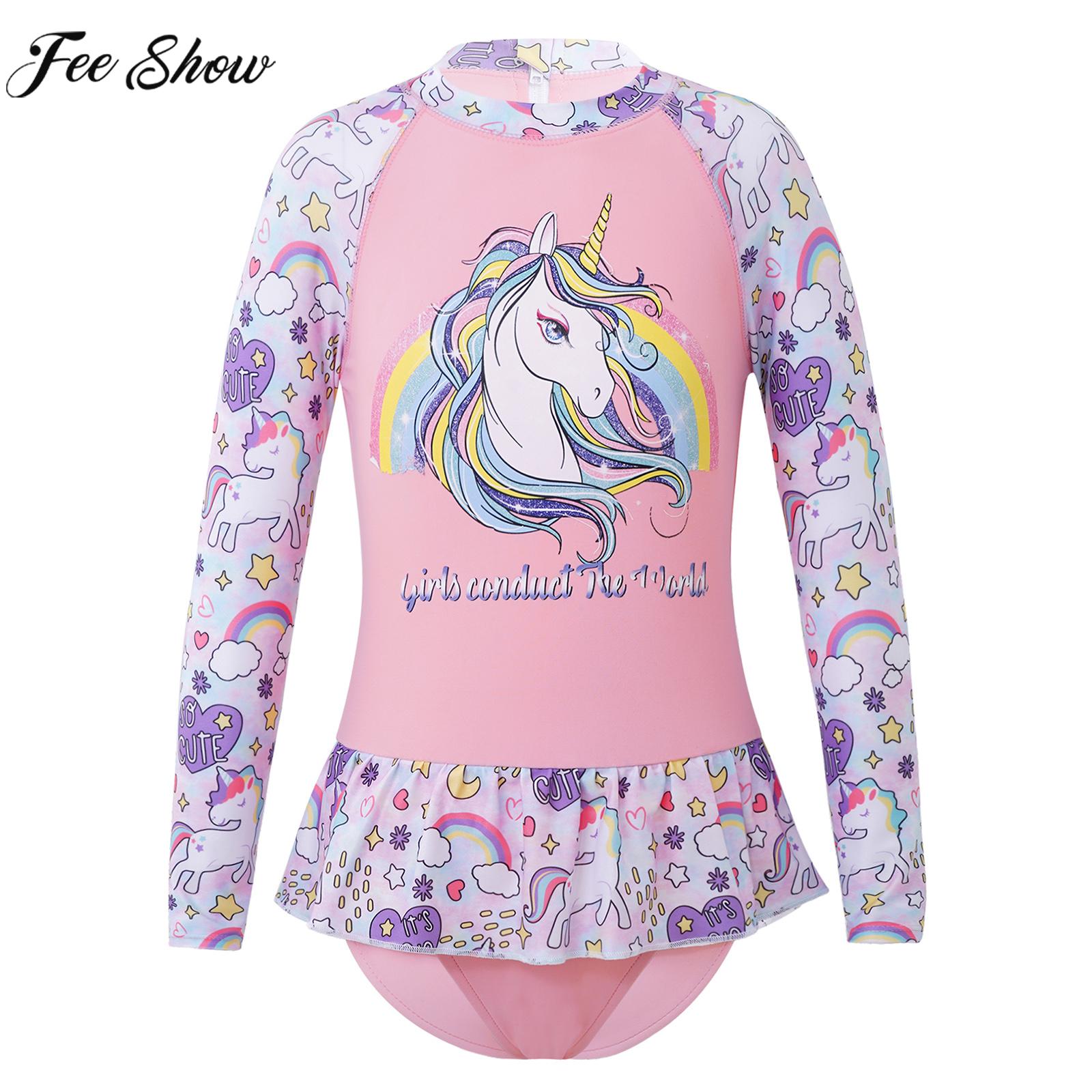 Meisjes Leuke Cartoon Paard Print Badmode Lange Mo... – Grandado