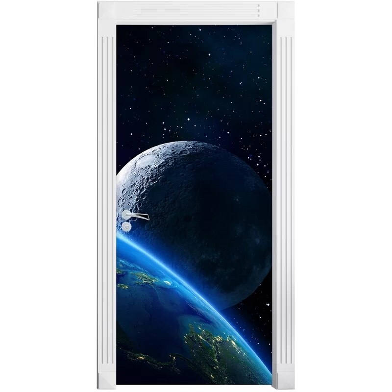 Door Sticker Mural Diy Decals Pvc Earth Moon Unive... – Grandado