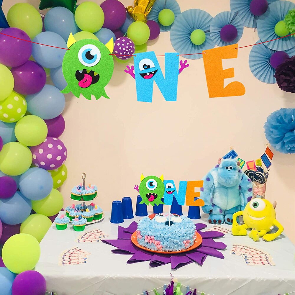 Monster 1st birthday Banner Cake Toppers Party Sup... – Grandado