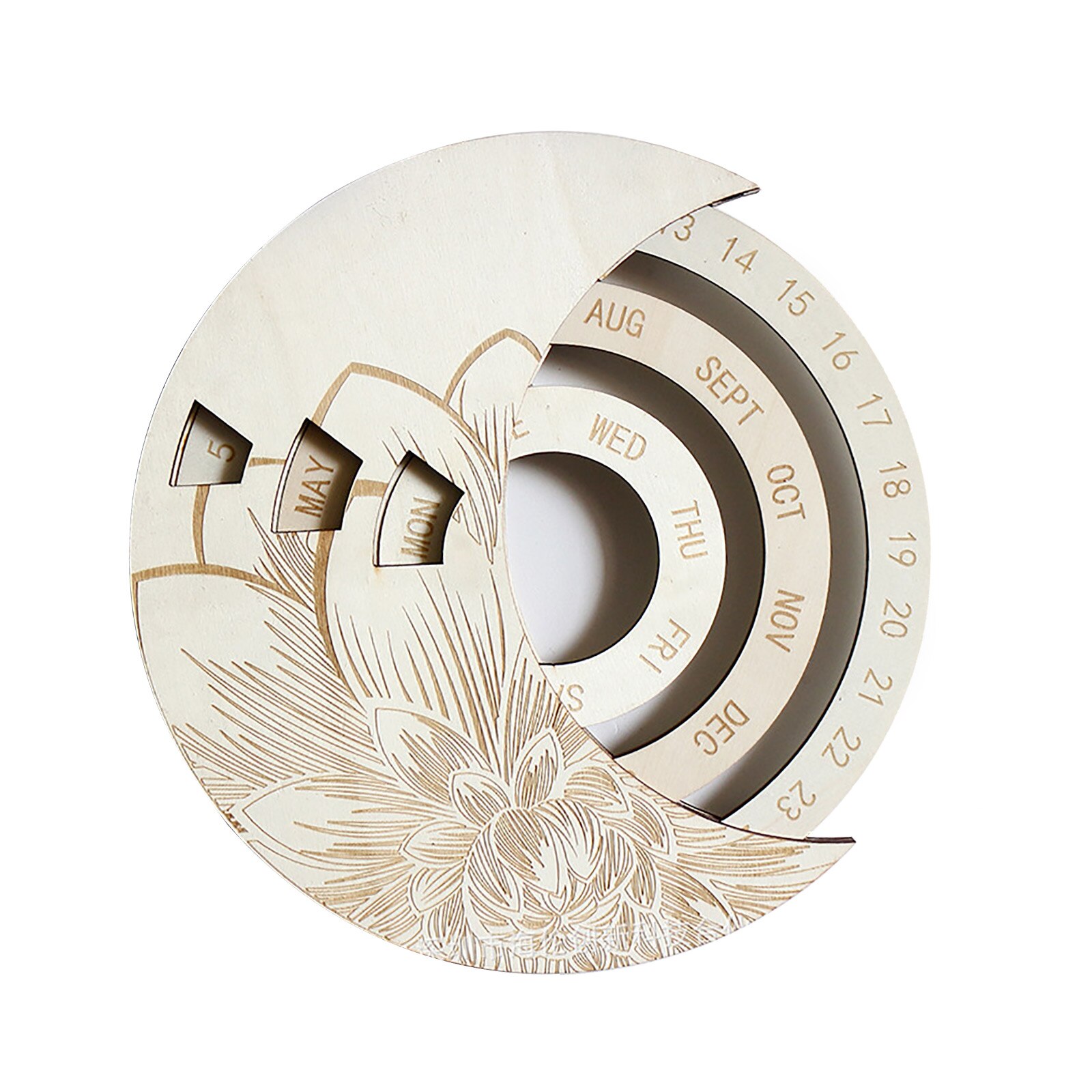 Wooden Wall Calendar Round Multifunctional Perpetu... – Grandado
