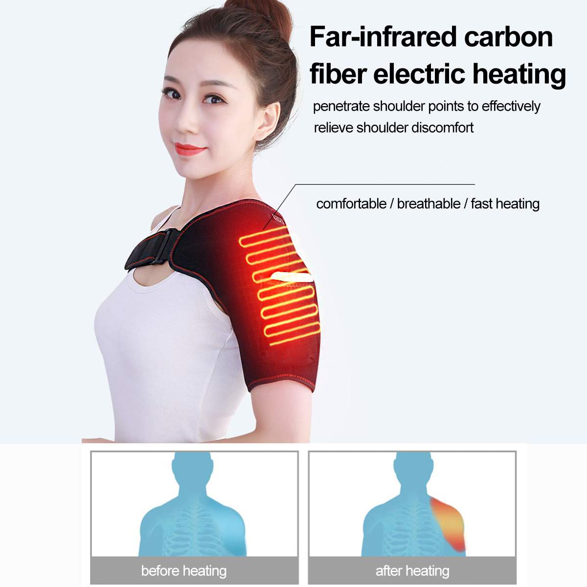 USB Electric Heated Shoulder Support Wrap Adjustab... – Vicedeal