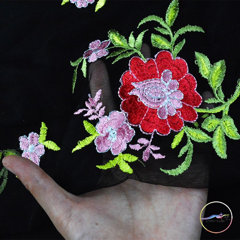 Embroidery 3D flowers mesh lace fabric diy wedding... – Grandado