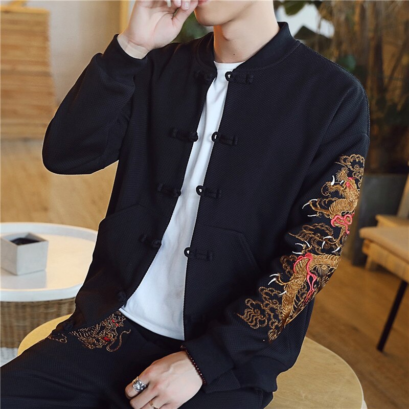 Traditional Chinese Clothing Mens Dragon Embroider... – Vicedeal