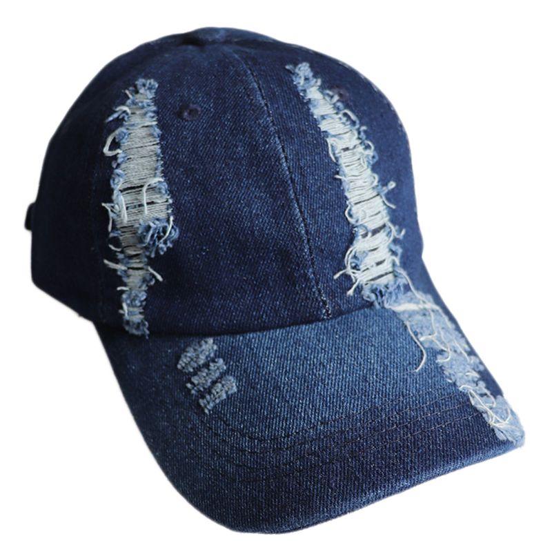 Unisex Gewaschen Denim Baseball Cap Distressed Rip... – Vicedeal