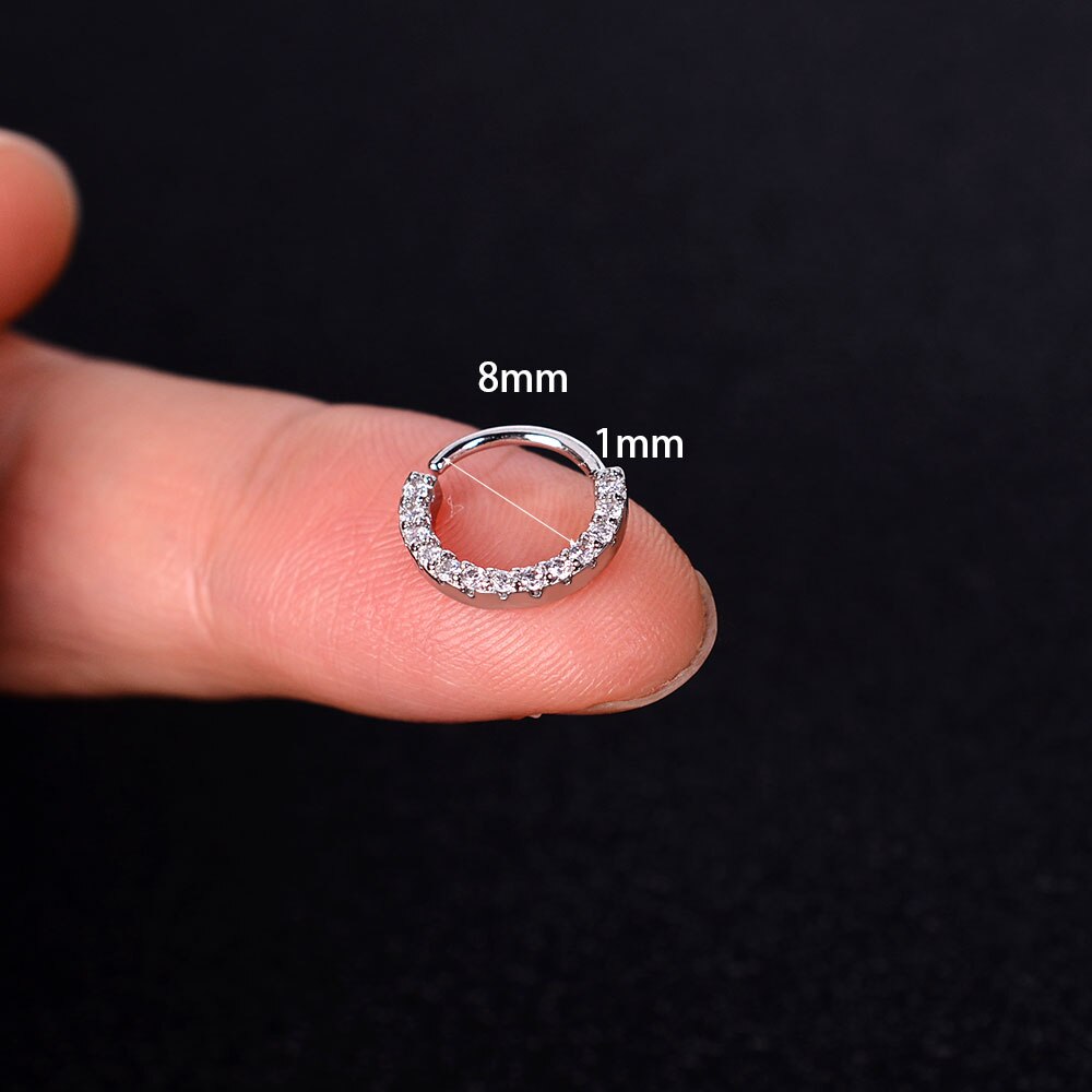 1Piece CZ Hoop Rook Nose Septum Ring Round Forward... – Grandado