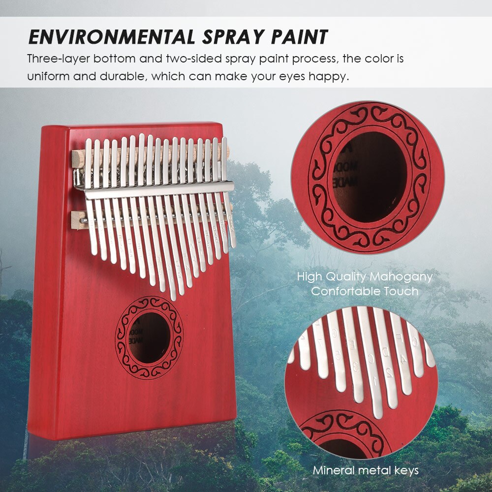 Mahogany 17 Slat Kalimba Piano Portable Instrument... – Grandado