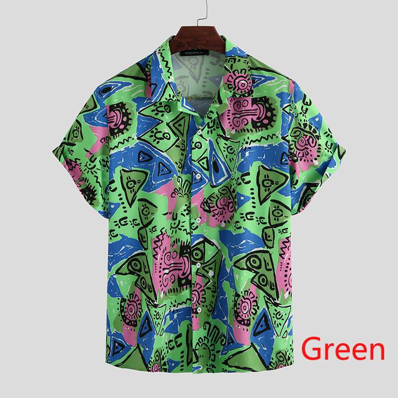 INCERUN Summer Printed Men Hawaiian Shirt Short Sl... – Vicedeal