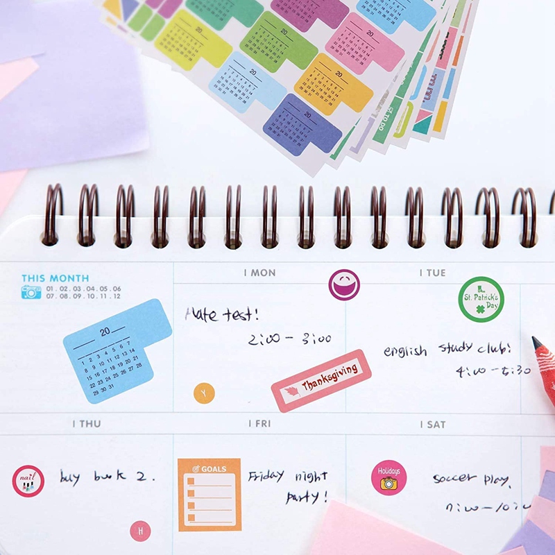 12 Sheets Planner Stickers Monthly Tabs for DIY Ca... – Vicedeal