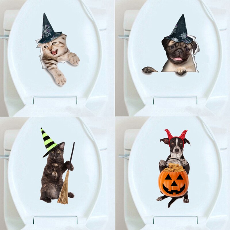 3D Gebroken Muur Muursticker Kitten Puppy Pompoen ... – Grandado