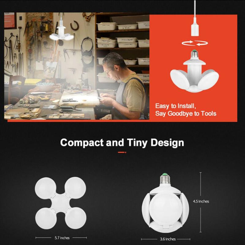 40W 120LED E27 Garage Light Glow Deformable Daylig... – Grandado