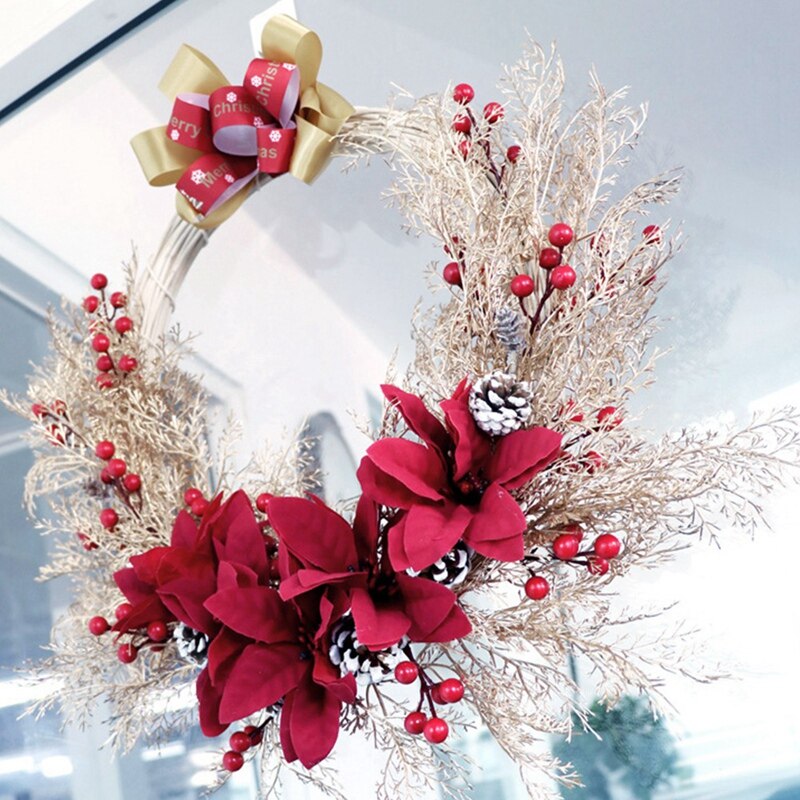 Simulation Gold Wreath Christmas Door Decoration W... – Grandado