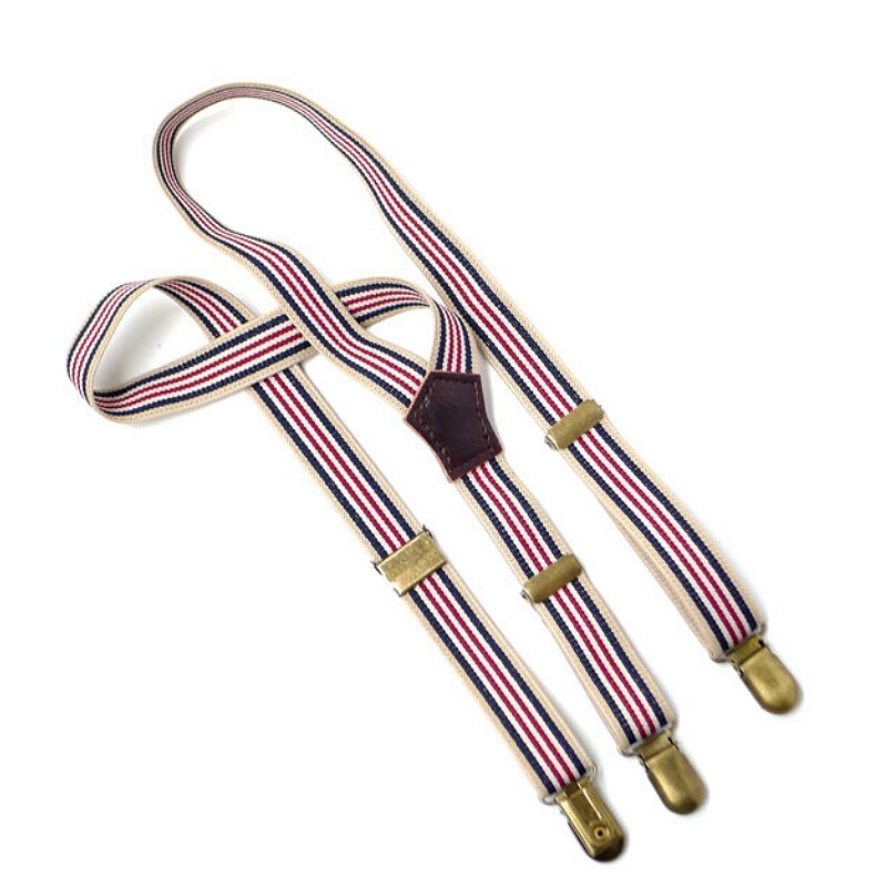 Men's Clip Braces Unisex Red Blue Striped Clip-on ... – Vicedeal