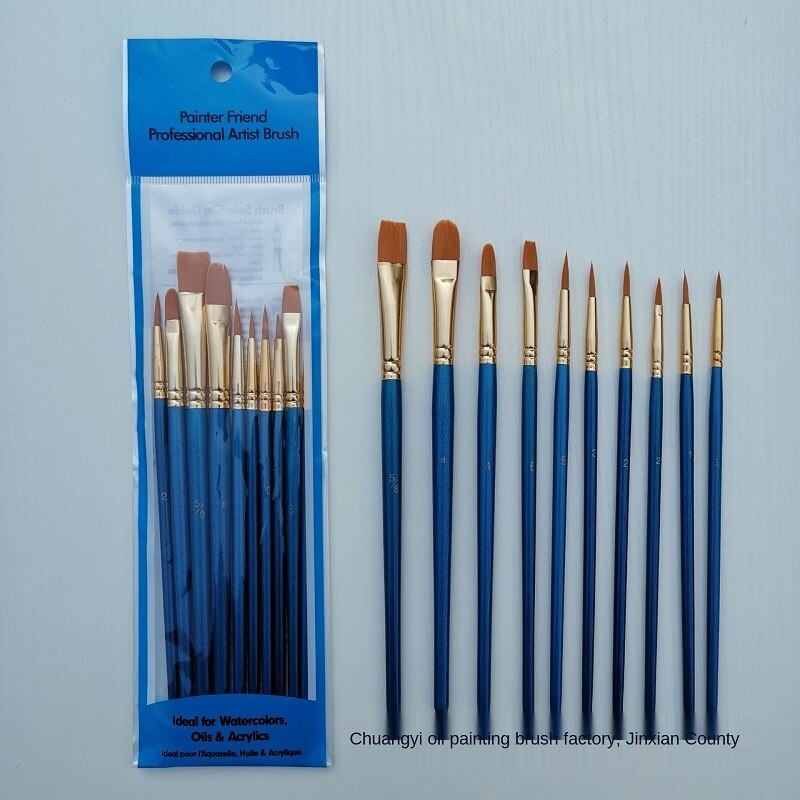 10 oil brush set pearl blue rod nylon wool brush s... – Vicedeal