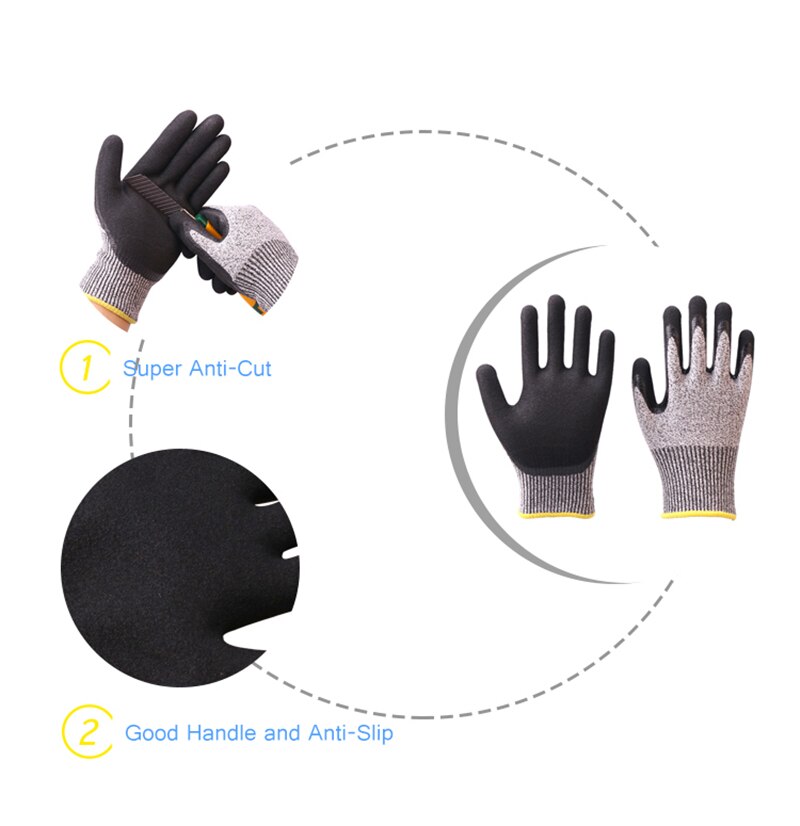 Construction Gloves GMG Grey Anti-cut HPPE Shell B... – Vicedeal