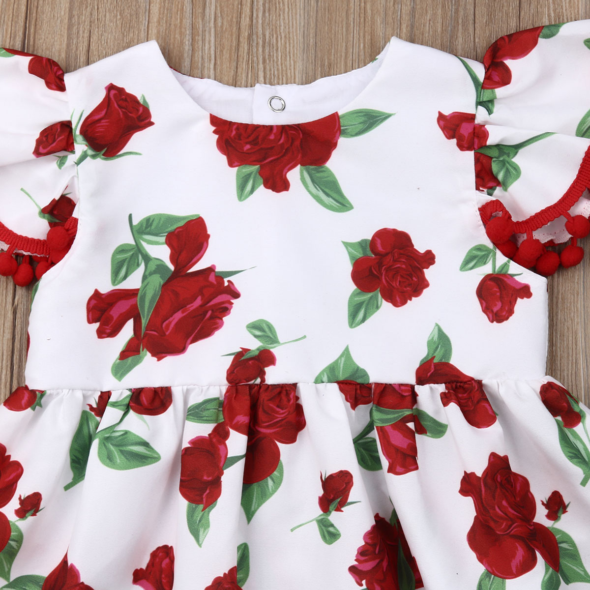 Summer Kids Baby Girl Fly Sleeve Rose Flower Princ... – Grandado