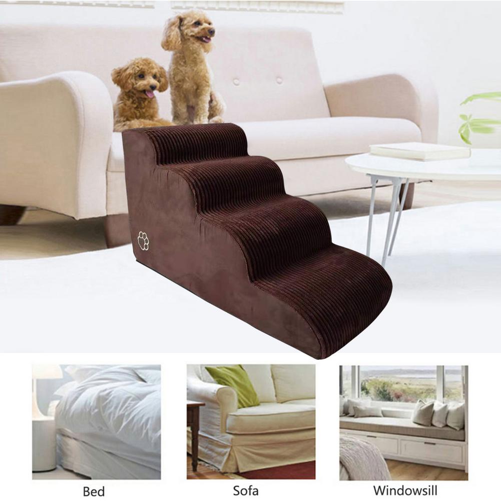 4 Tiers Steps Pet Stairs Non-slip Soft Washable Re... – Grandado