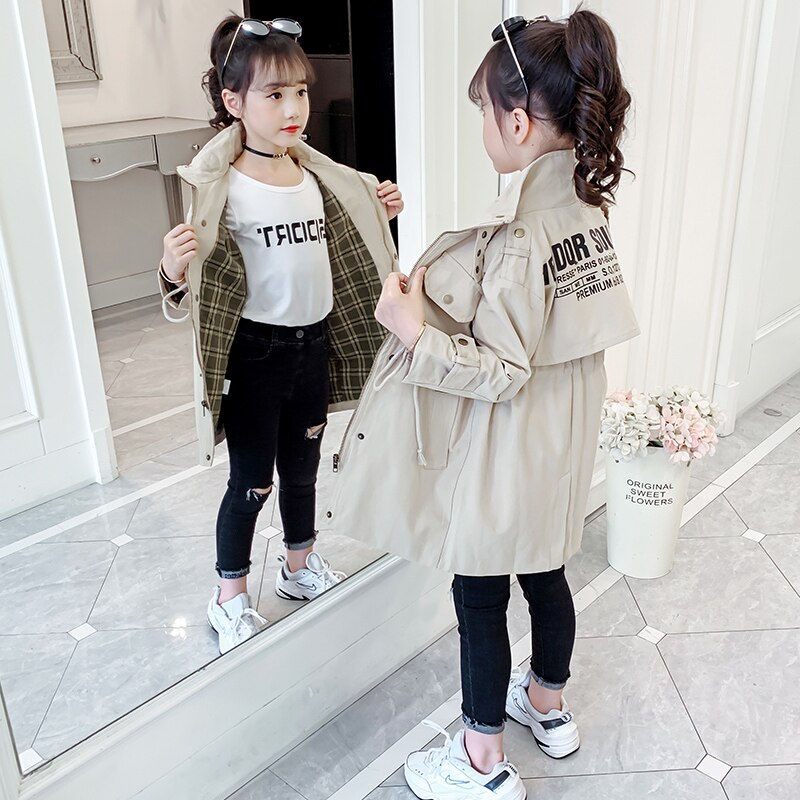 Girls Exquisite Long Outerwear Coats Teen Windbrea... – Grandado