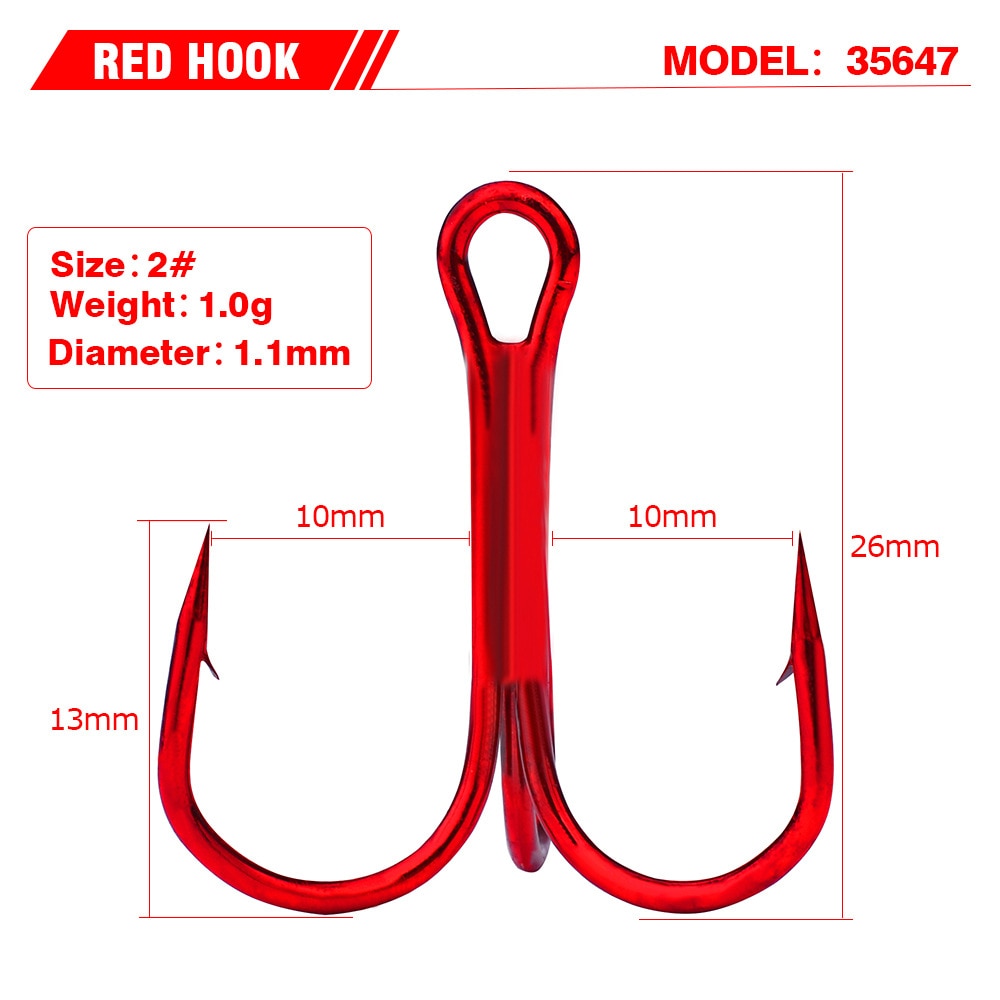 10pcs FishHook Treble Hook Fishing Tackle Round Be... – Vicedeal