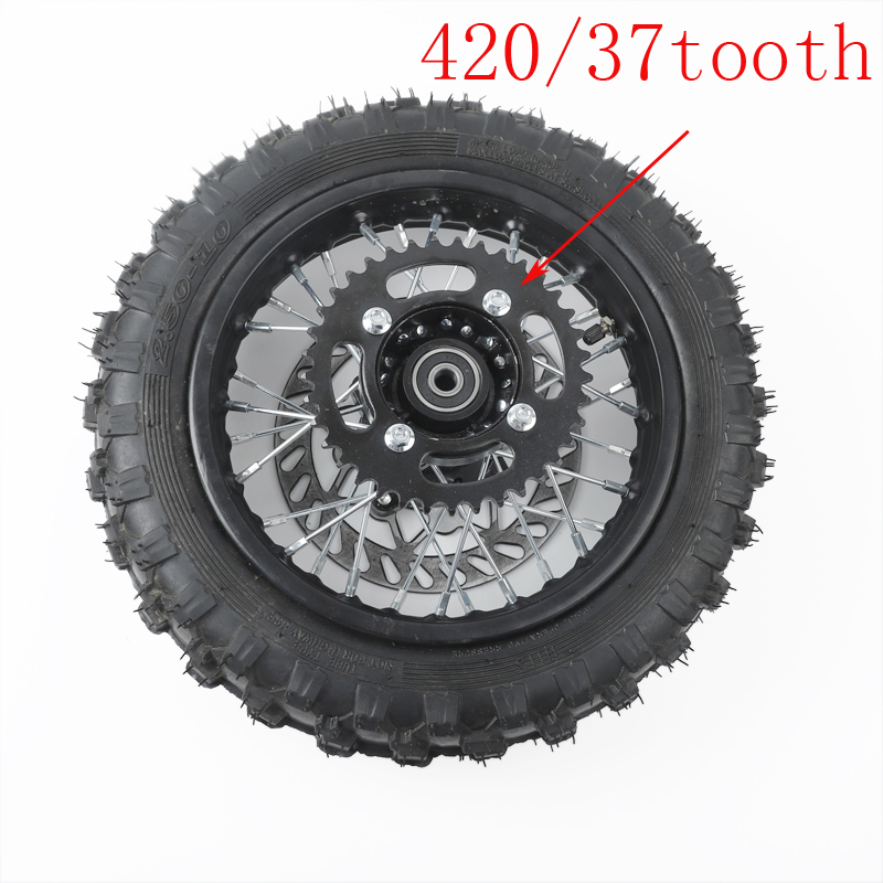 Rear 10 inch black steel wheel 2.50-10 tire 28 spo... – Grandado