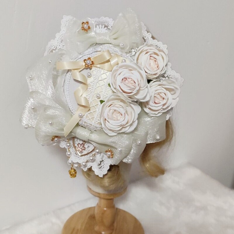 Japanese Lolita Lace Bonnet Top Hat Sweet Bowknot ... – Grandado
