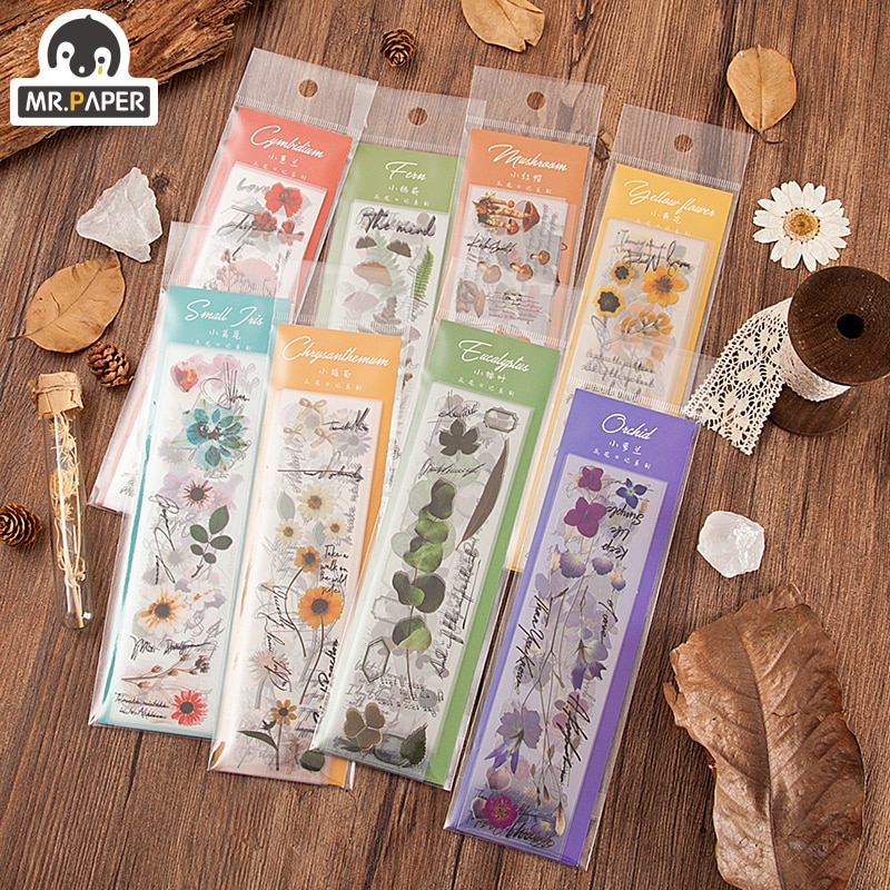 Mr.paper 8 Designs Flowers Diary Series Botany Sti... – Grandado