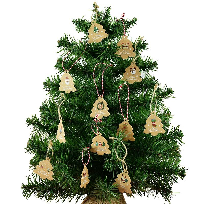 48/96pcs Kraft Paper Card Christmas Tree Shape Lab... – Grandado
