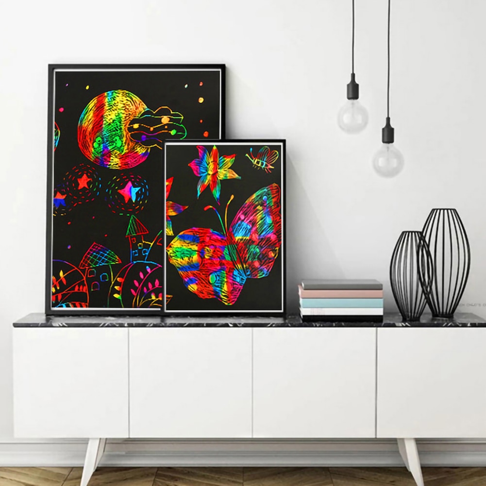 50 Sheets Scratch DIY Art Crafts for Kids Black Pa... – Grandado