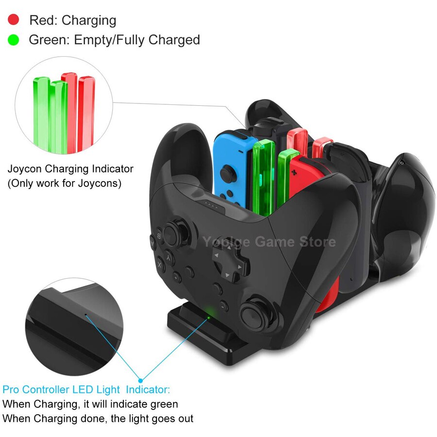 6 in 1 Nintend Switch Charger 4 Joy-con & 2 Pro Co... – Grandado