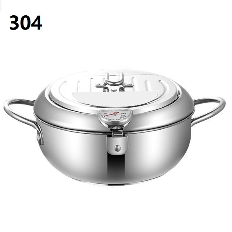 Japanese Deep Fryer with Thermometer and Lid 304 S... – Grandado
