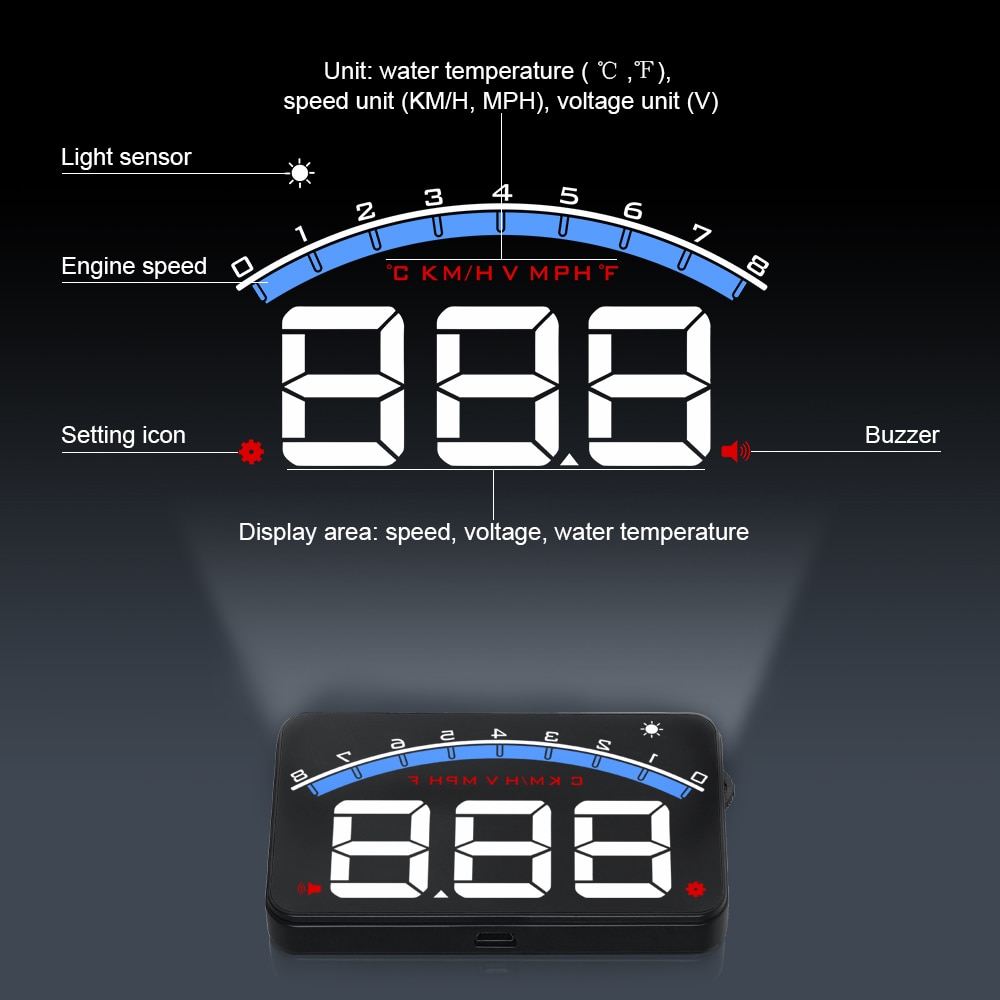 OBD2 HUD Auto Head Up Display 3,5 "Projektor Glas ... – Grandado