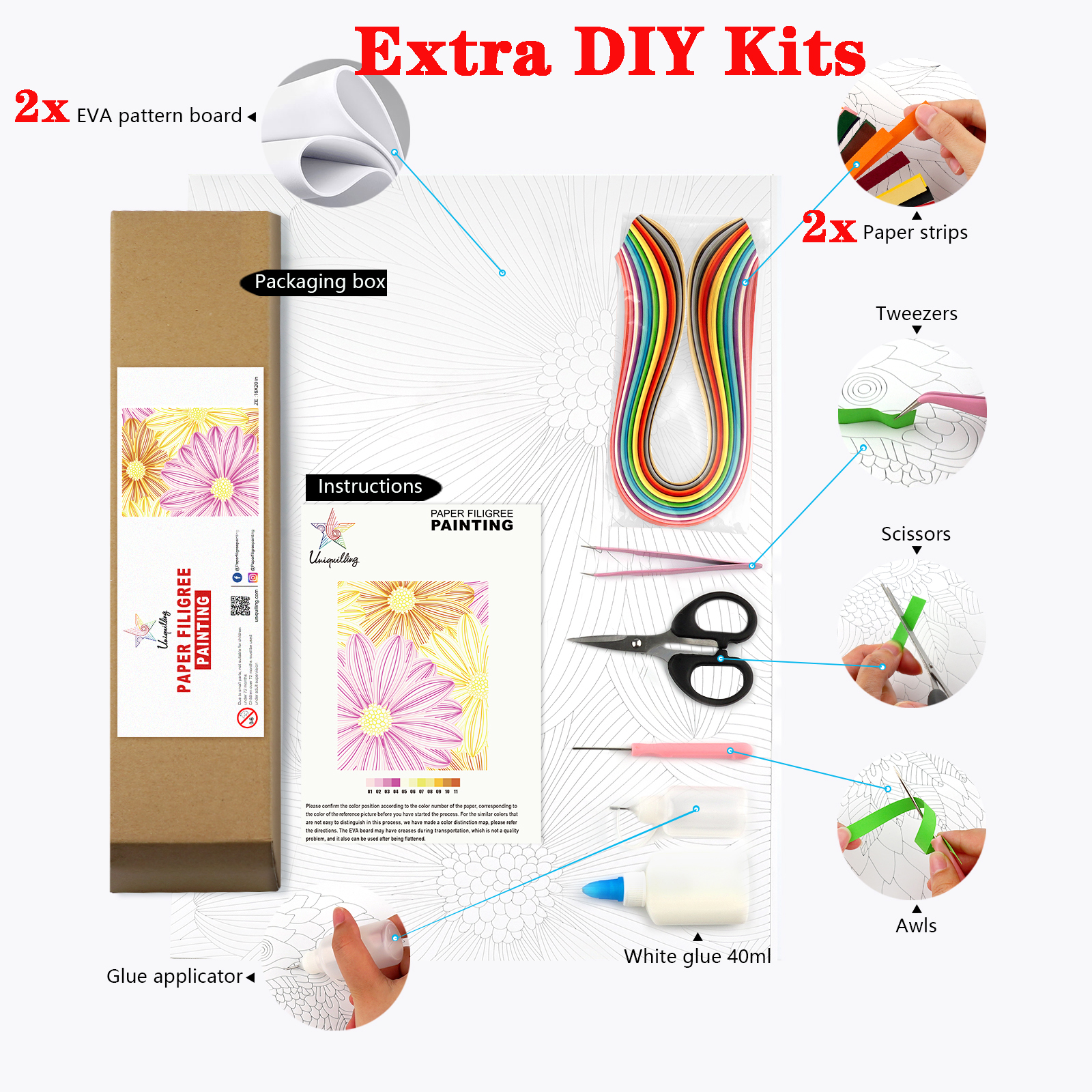 UNIQUILLING 3D Flowers Quilling Paper Paintings Un... – Grandado