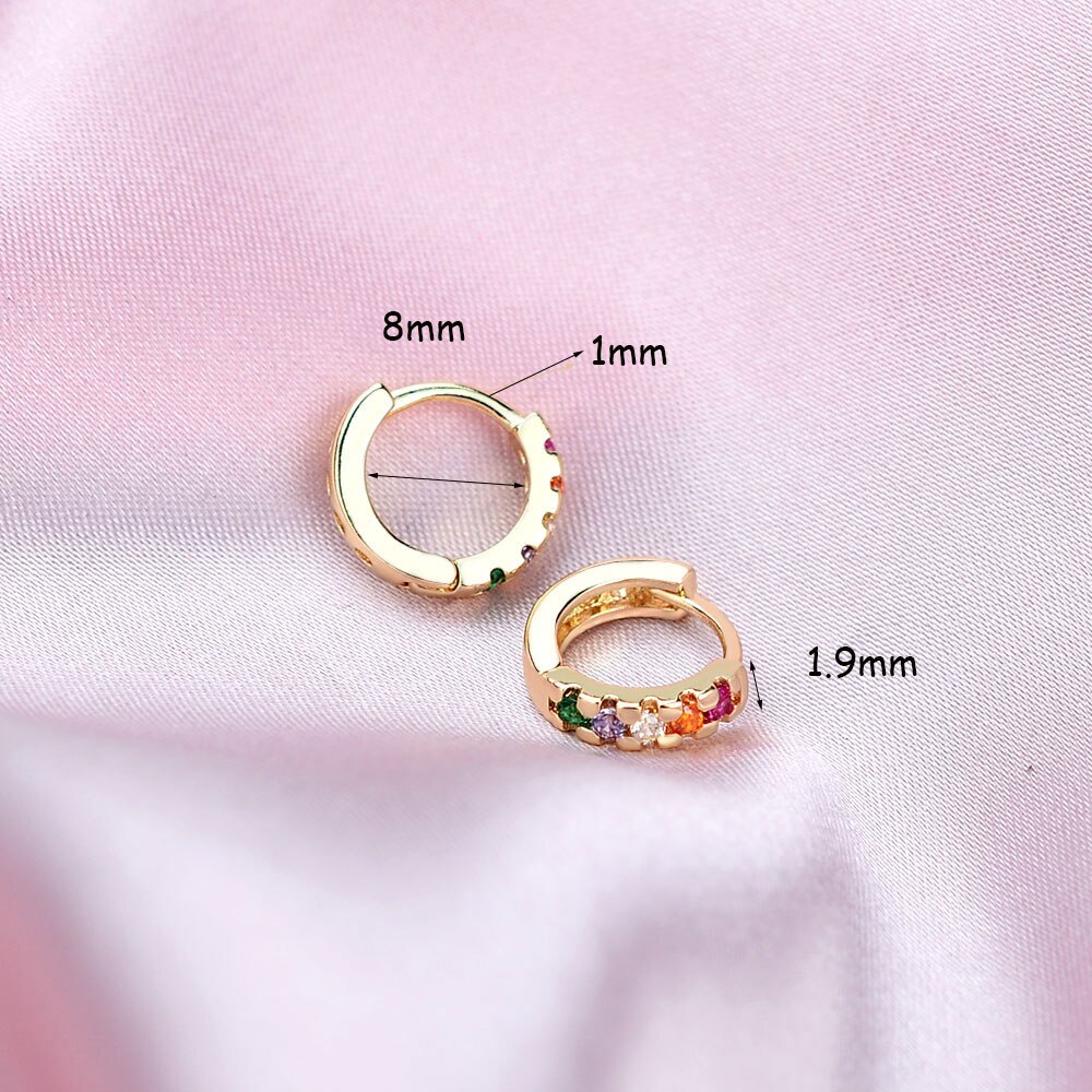 8/10/12Mm Rainbow Cz Little Huggies Hoop Earring V... – Grandado