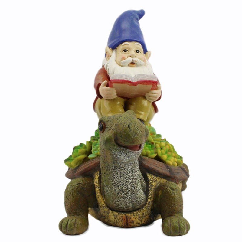 Elf Riding Tortoise Statue Solar Powered Garden Or... – Grandado