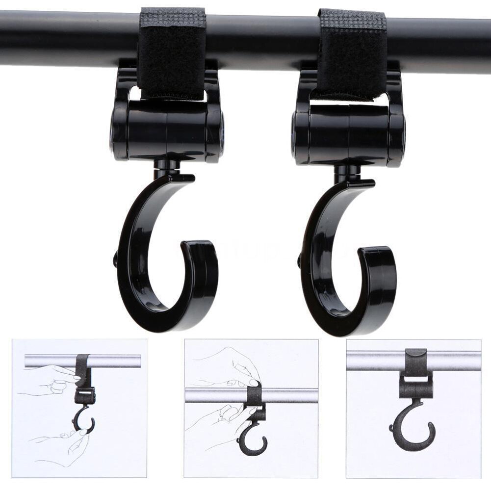 2pcs/Set Baby Stroller Hooks Pram Rotate 360 Diape... – Grandado