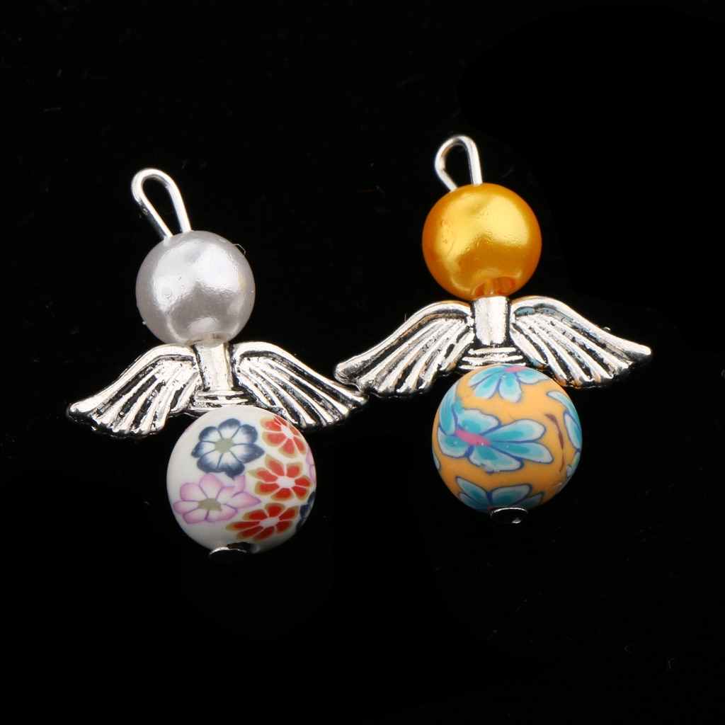 20pcs Mixed Angel Wings Pendants Charms Clay Beads... – Grandado