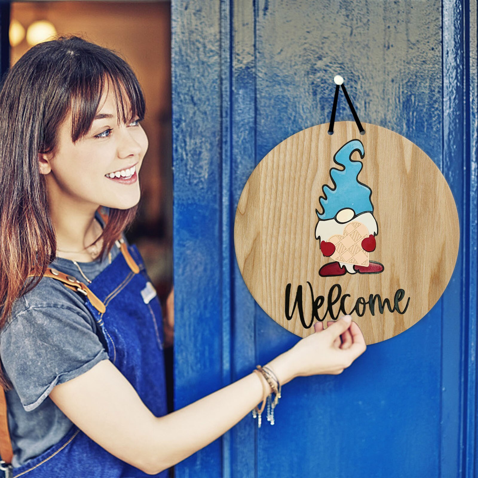 Interchangeable Gnome Sign Welcome Door Sign Wood ... – Grandado