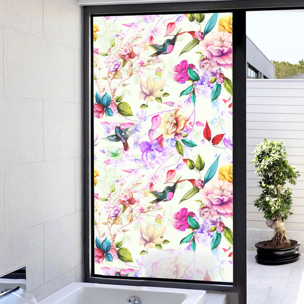 Floral Static Cling Stained Window Film Privacy Fr... – Grandado