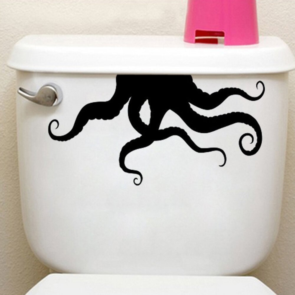 Funny Black octopus Bathroom Toilet Stickers Smile... – Vicedeal