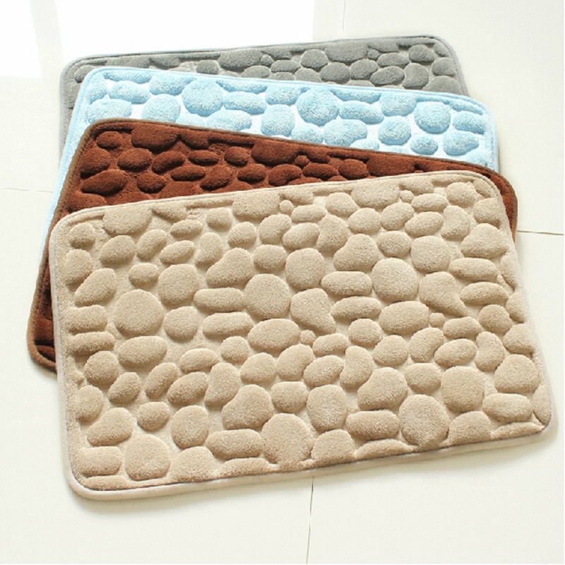 3D Bath Rug Pebbles Natural SBR Rubber Memory Spac... – Vicedeal