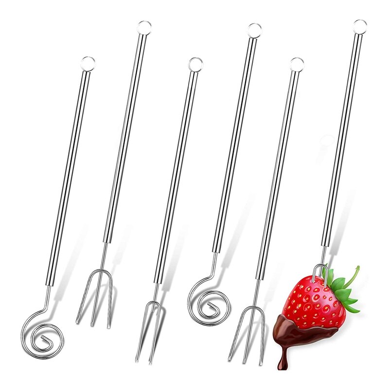 6 Pcs Chocolate Dipping Fork Set 8.3 Inch Stainles... – Grandado