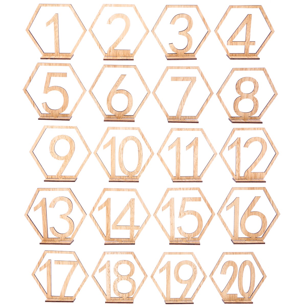 20pcs Hexagon 1-20 21-40 Wooden Table Numbers With... – Grandado
