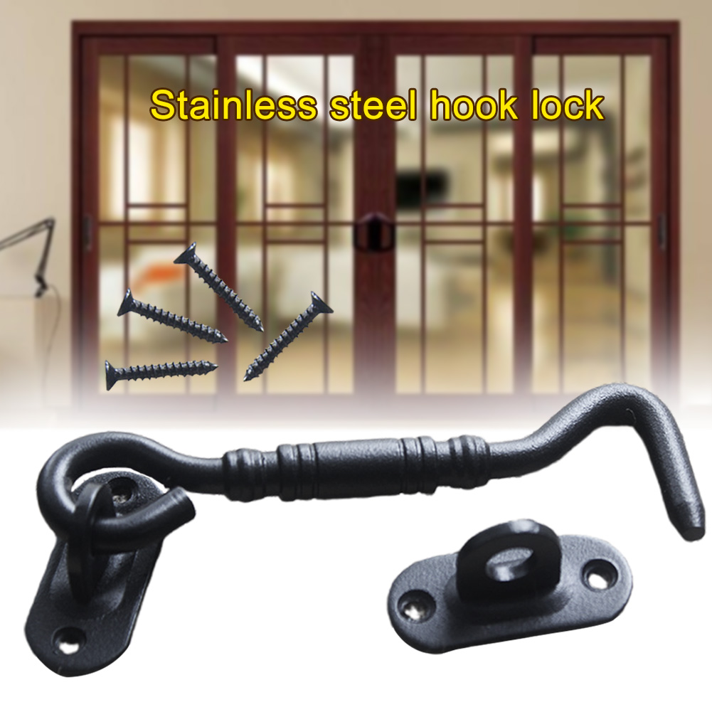 1 Set Eye Latch Lock American Barn Door Window Cabin Hook Brace Catch ...