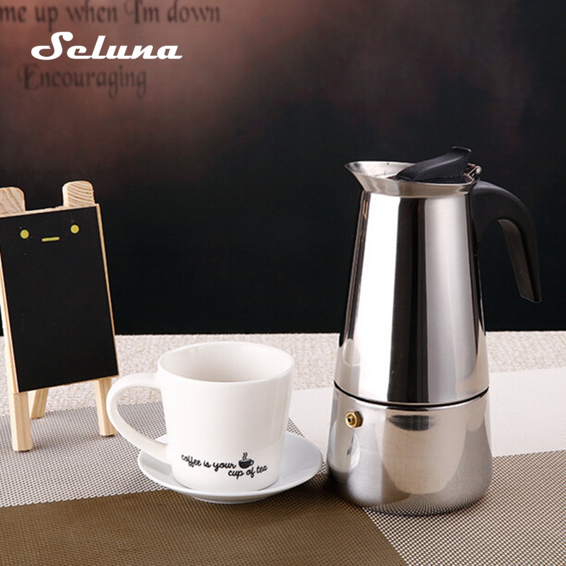 Cafetera Moka con filtro de acero inoxidable, cafe... – Grandado