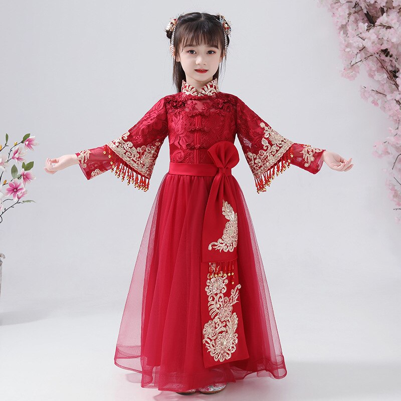 Flower Girl Dress Han Fu For Girl Kids Dramaturgic... – Grandado