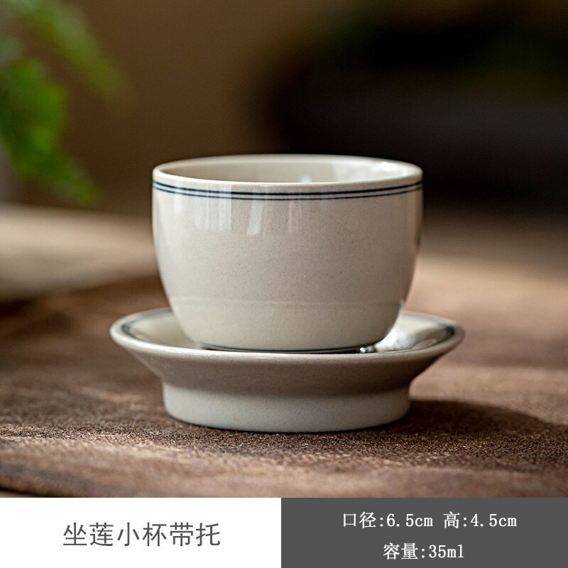 35ml Plant Grey Glaze Ceramic Tea Cup With Coaster... – Vicedeal