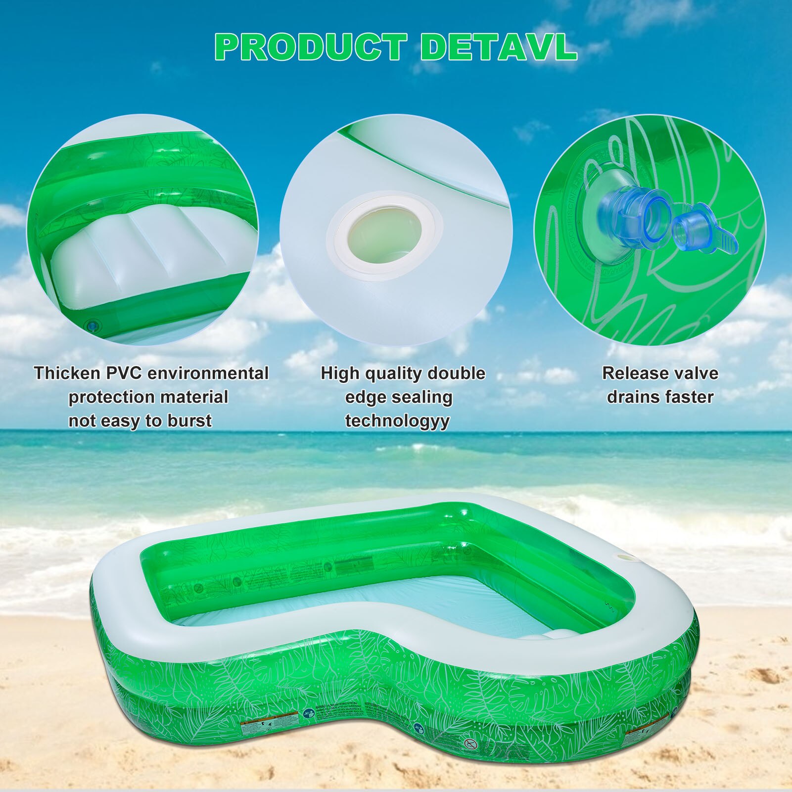 Large Size Inflatable L Shape Swimming Pool Thicke... – Grandado