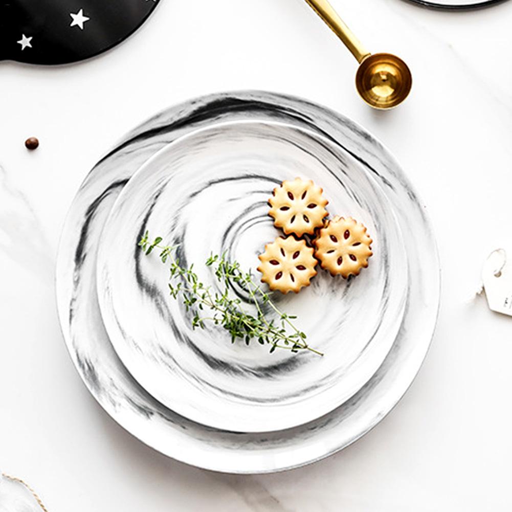 Nordic Ceramic Breakfast Plate Marble Pattern Plat... – Grandado