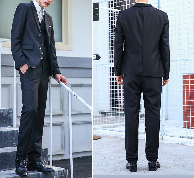 Classic Black Suit Men 3 pieces Slim fit Male Busi... – Grandado